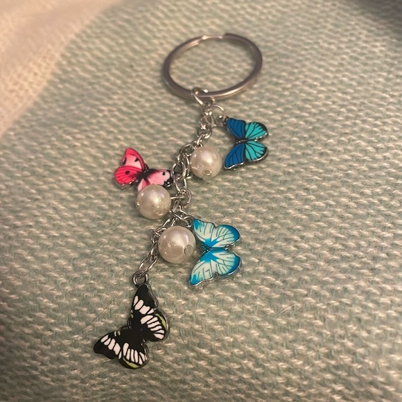 Accessories | Dangle Butterfly And Faux Pearl Key Ring | Poshmark